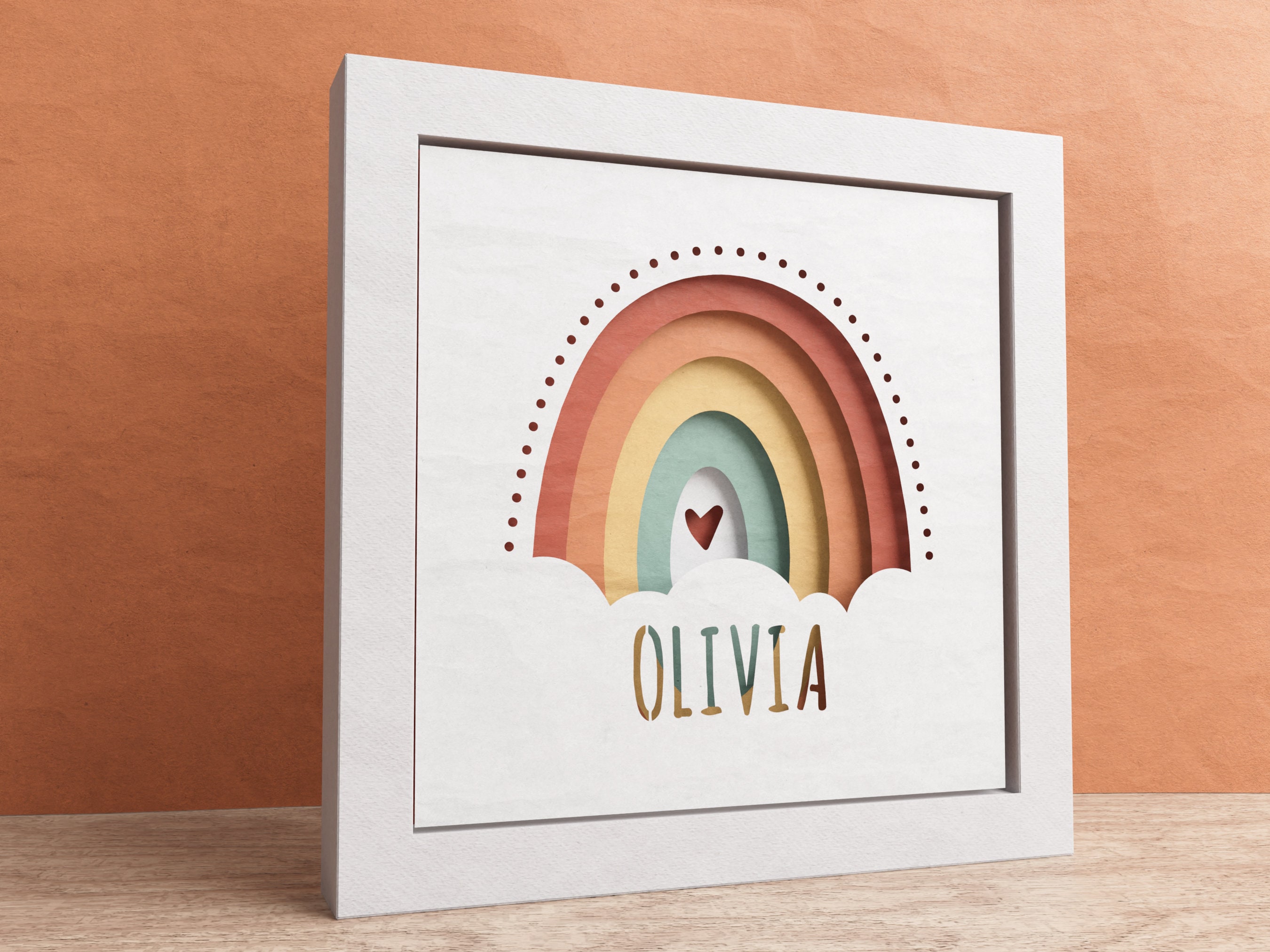 3D Custom Name Shadow Box Boho Rainbow Svg Layered Paper - Etsy
