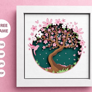 3D Cherry Blossom Shadow Box, Spring Shadow Box, Japanese Cherry Tree ...