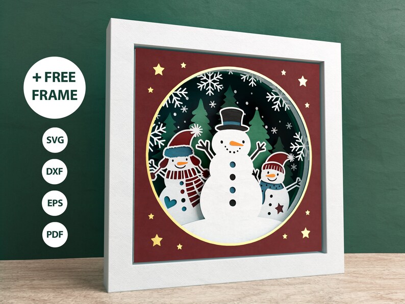 3D Snowman Shadow Box Christmas Shadow Box SVG Christmas - Etsy