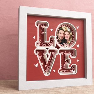 3D Love Shadow Box With Custom Photo, Valentines Day Shadow Box ...