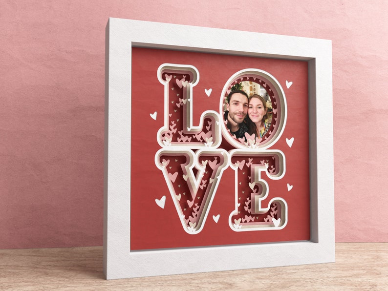 3D Love Shadow Box With Custom Photo, Valentines Day Shadow Box ...