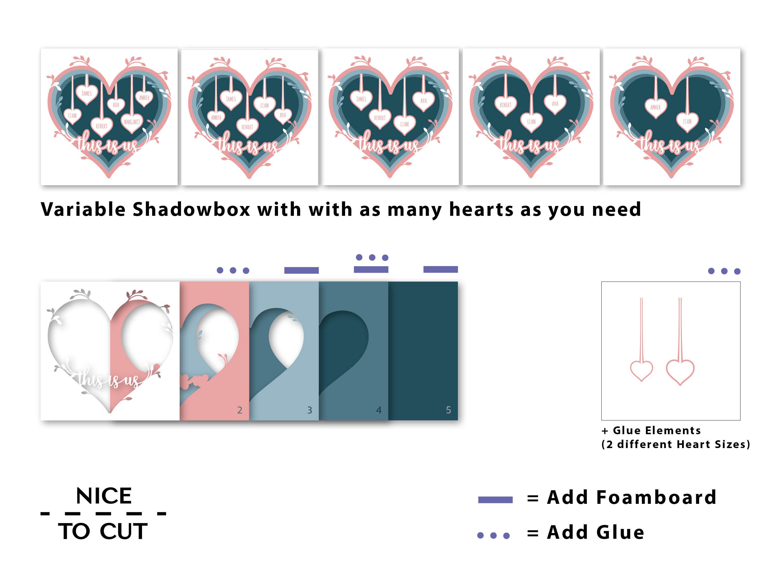3D This is Us Family Heart Shadow Box With Custom Names - Etsy