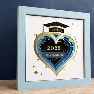 3D Customizable Graduation Shadow Box, Custom Name Shadow Box, Layered ...