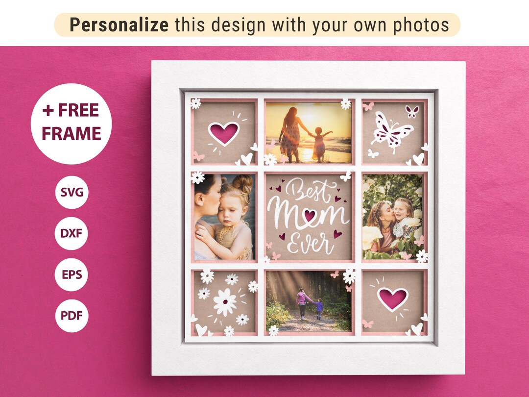 3D Best Mom Ever Shadow Box With Custom Photos, Multi Photo Frame ...