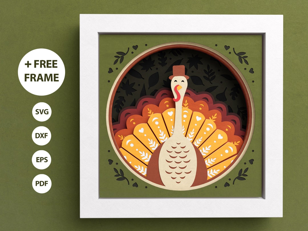 3D Thanksgiving Turkey Shadow Box, Floral Svg, 3D Mandala, Christmas ...