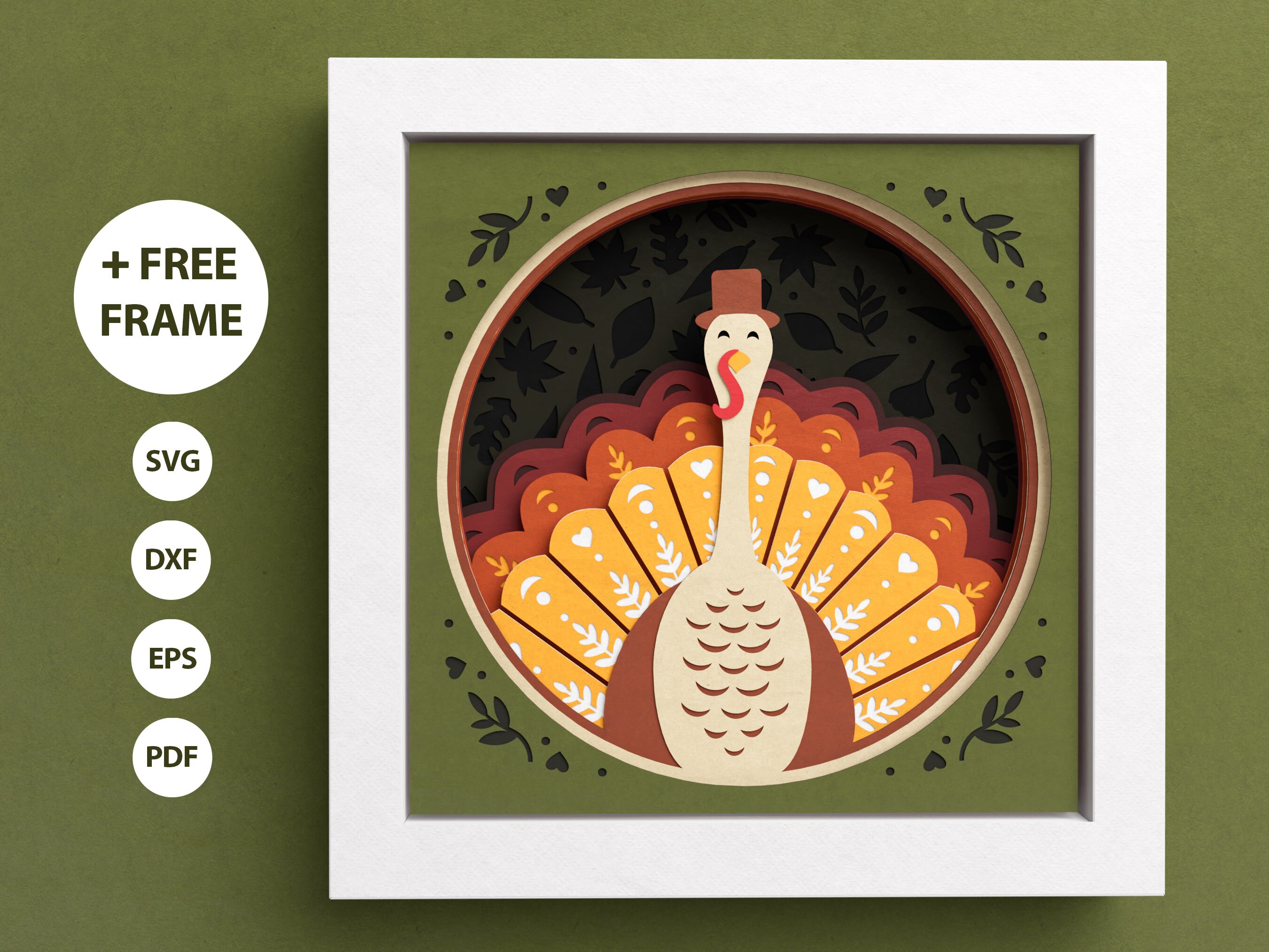 3D Thanksgiving Turkey Shadow Box Floral Svg 3D Mandala - Etsy