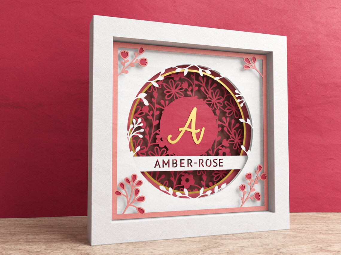 3D Custom Name Shadow Box Floral SVG Layered Paper Art - Etsy