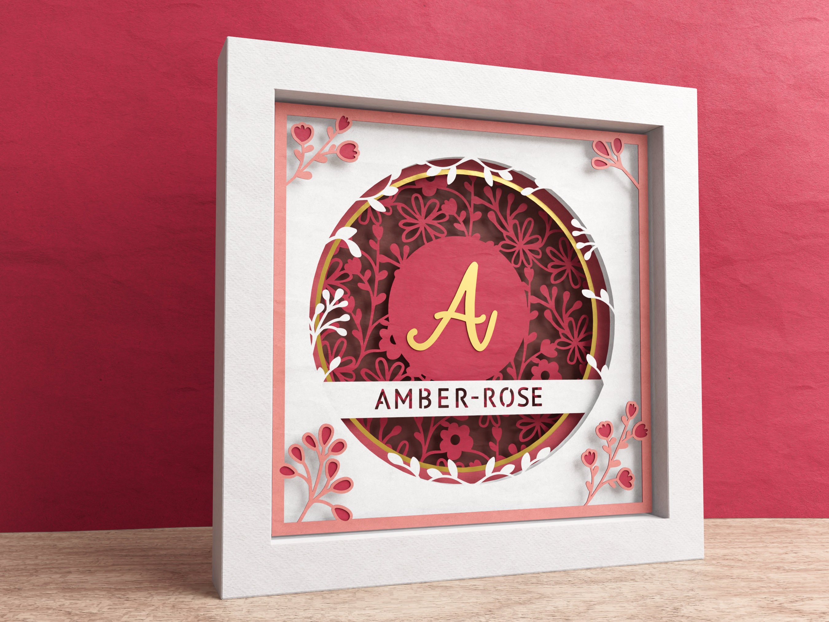 3D Custom Name Shadow Box Floral SVG Layered Paper Art - Etsy