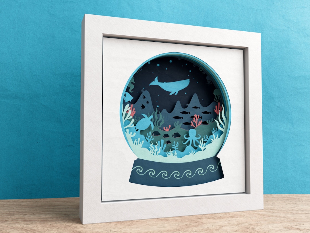 3D Ocean Shadow Box, Sea Life Shadow Box, Underwater Animals, Whale 3D ...