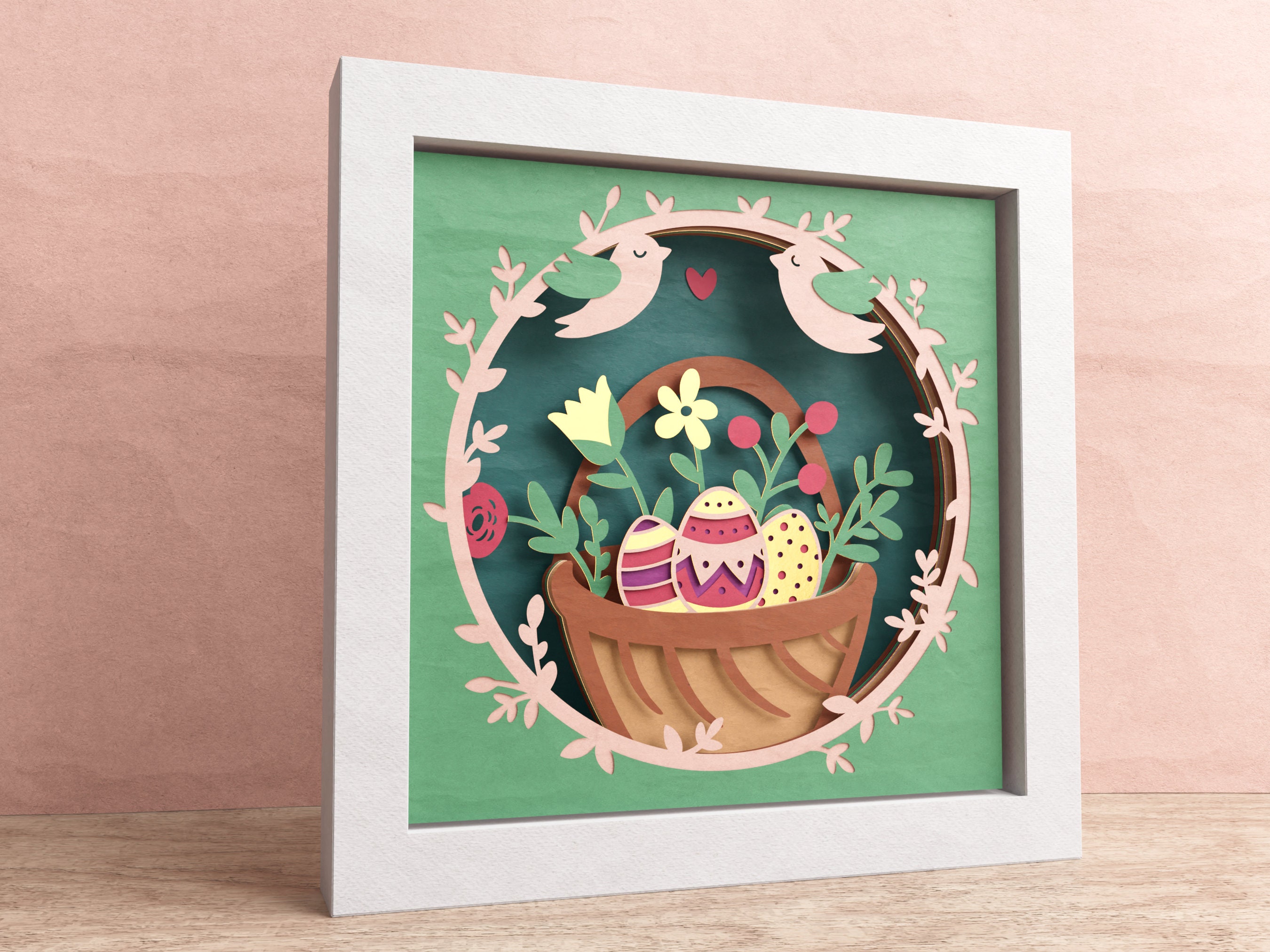 3D Easter Basket Shadow Box Happy Eggs SVG Layered Paper - Etsy