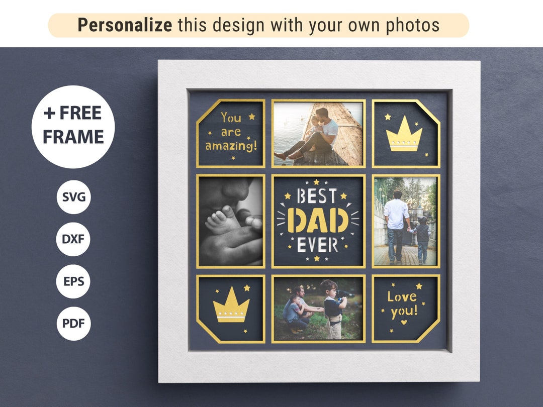 3D Best Dad Ever Shadow Box With Custom Photos, Multi Photo Frame ...