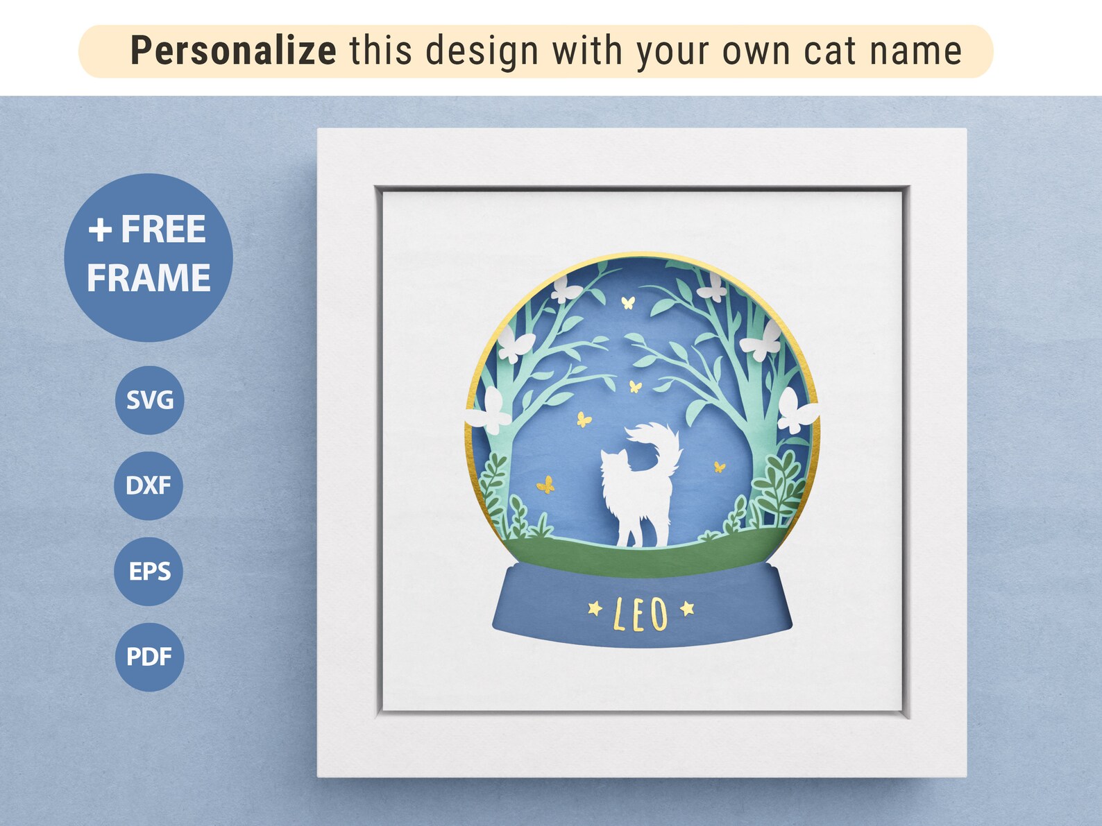 Cat Shadow Box Custom Layered Paper Art Papercut Template | Etsy