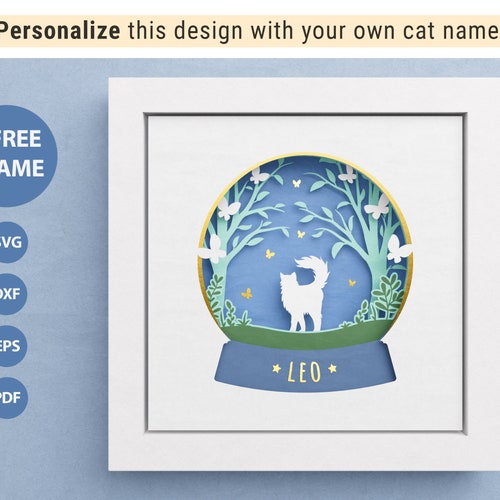 Cat Shadow Box Custom Layered Paper Art Papercut Template - Etsy