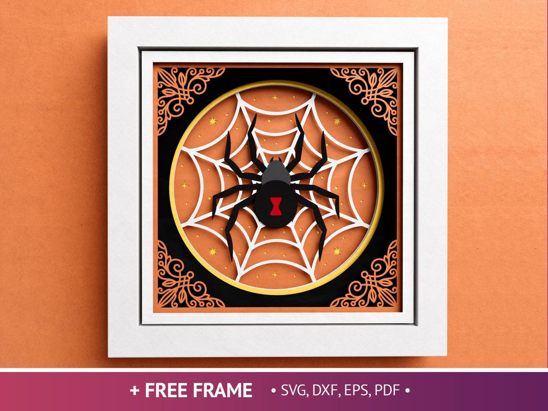 3D Black Widow Spider Shadow Box, Halloween SVG, Scary Shadow Box ...