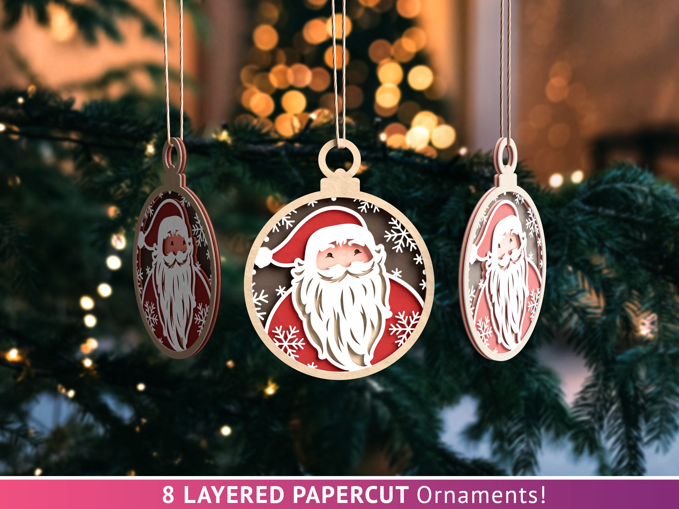 Christmas Ornaments Papercut SVG, Merry Christmas Tree, Snowman ...