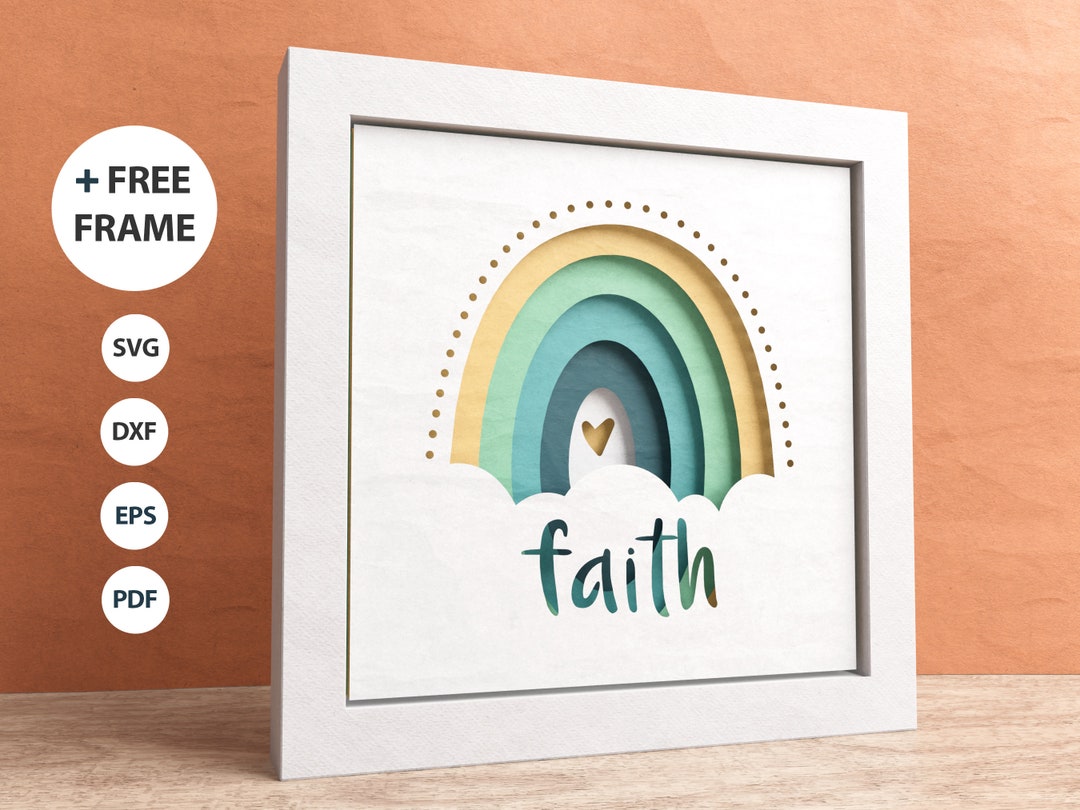 3D Faith Shadow Box, Boho Rainbow Svg, Layered Paper Art, Files for ...