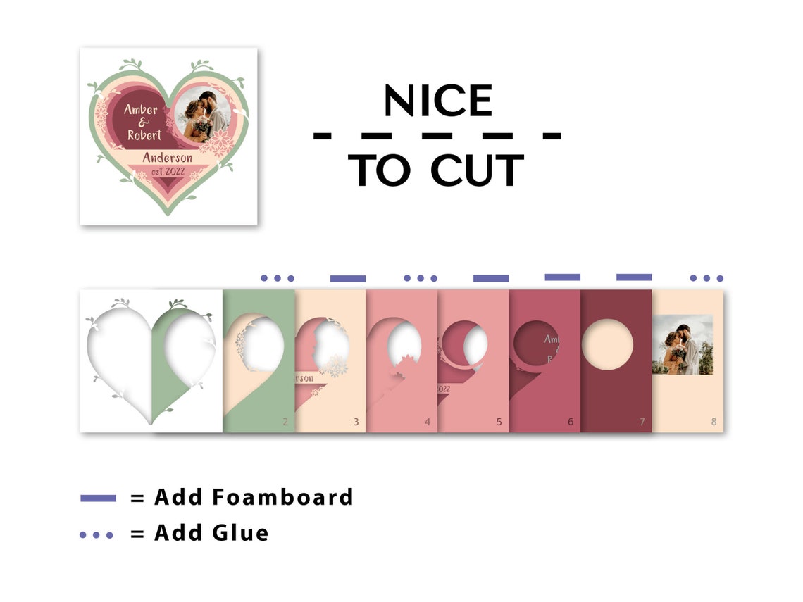 3D Customizable Wedding Shadow Box Custom Name Shadow Box - Etsy