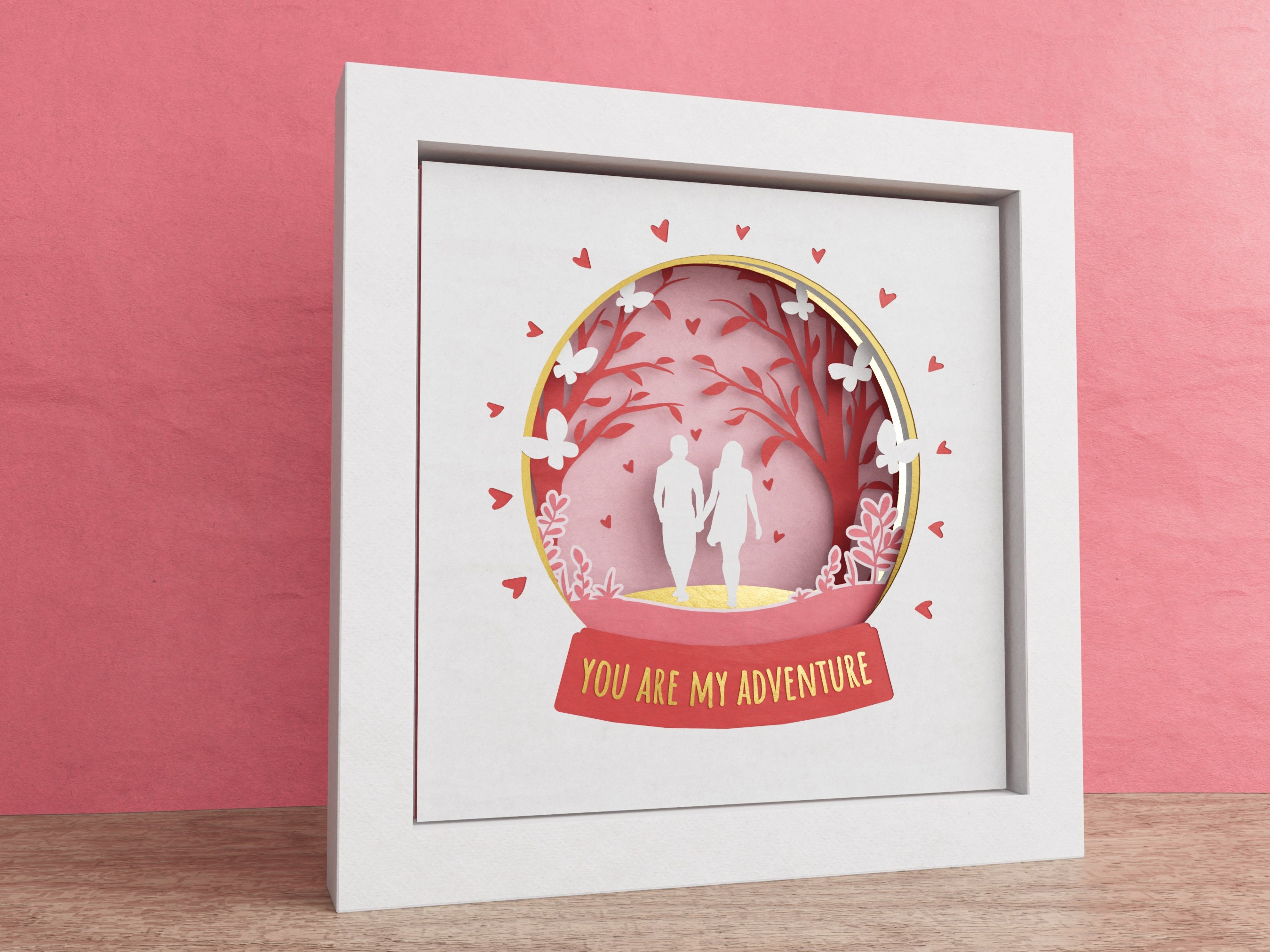 3D Couple Shadow Box Valentines Day Shadow Box Layered Paper | Etsy