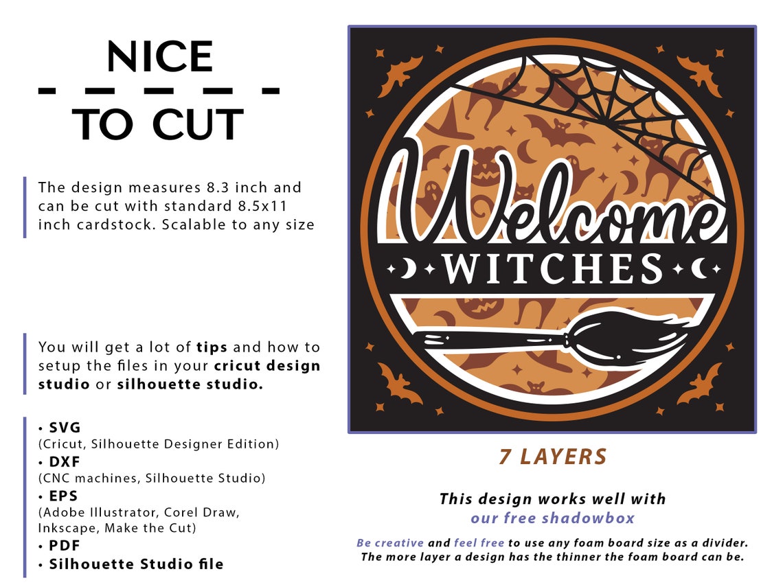 3D Welcome Witches Shadow Box Halloween Broom Spiderweb - Etsy