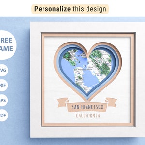 3D Custom Map Shadow Box City Map 3D SVG Personalized Map - Etsy
