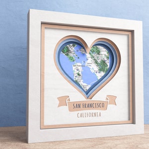 3D Custom Map Shadow Box, City Map 3D SVG, Personalized Map, Layered ...
