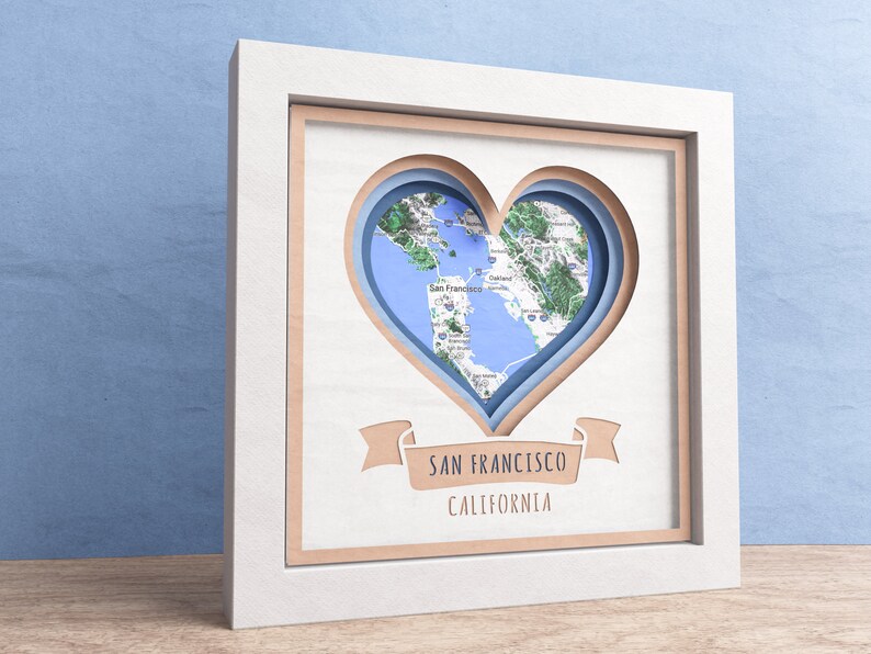 3D Custom Map Shadow Box, City Map 3D SVG, Personalized Map, Layered ...