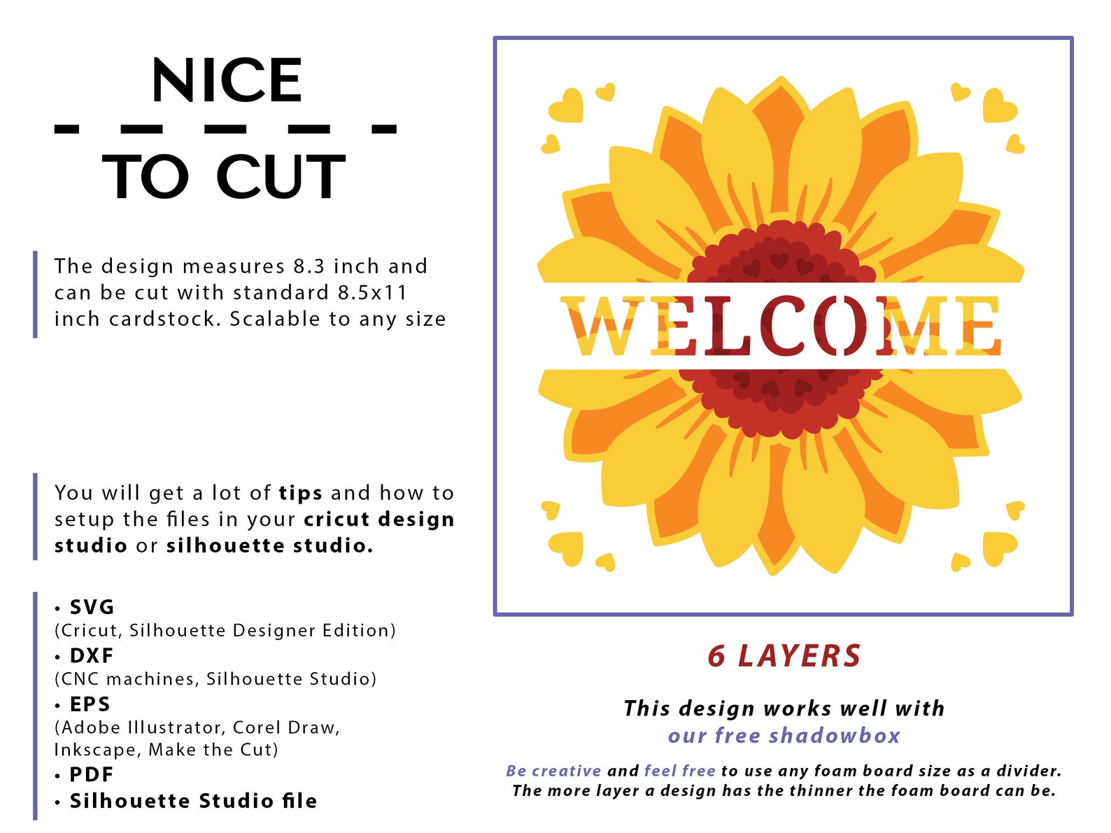 3D Sunflower Welcome Shadow Box Floral Svg 3D Mandala - Etsy