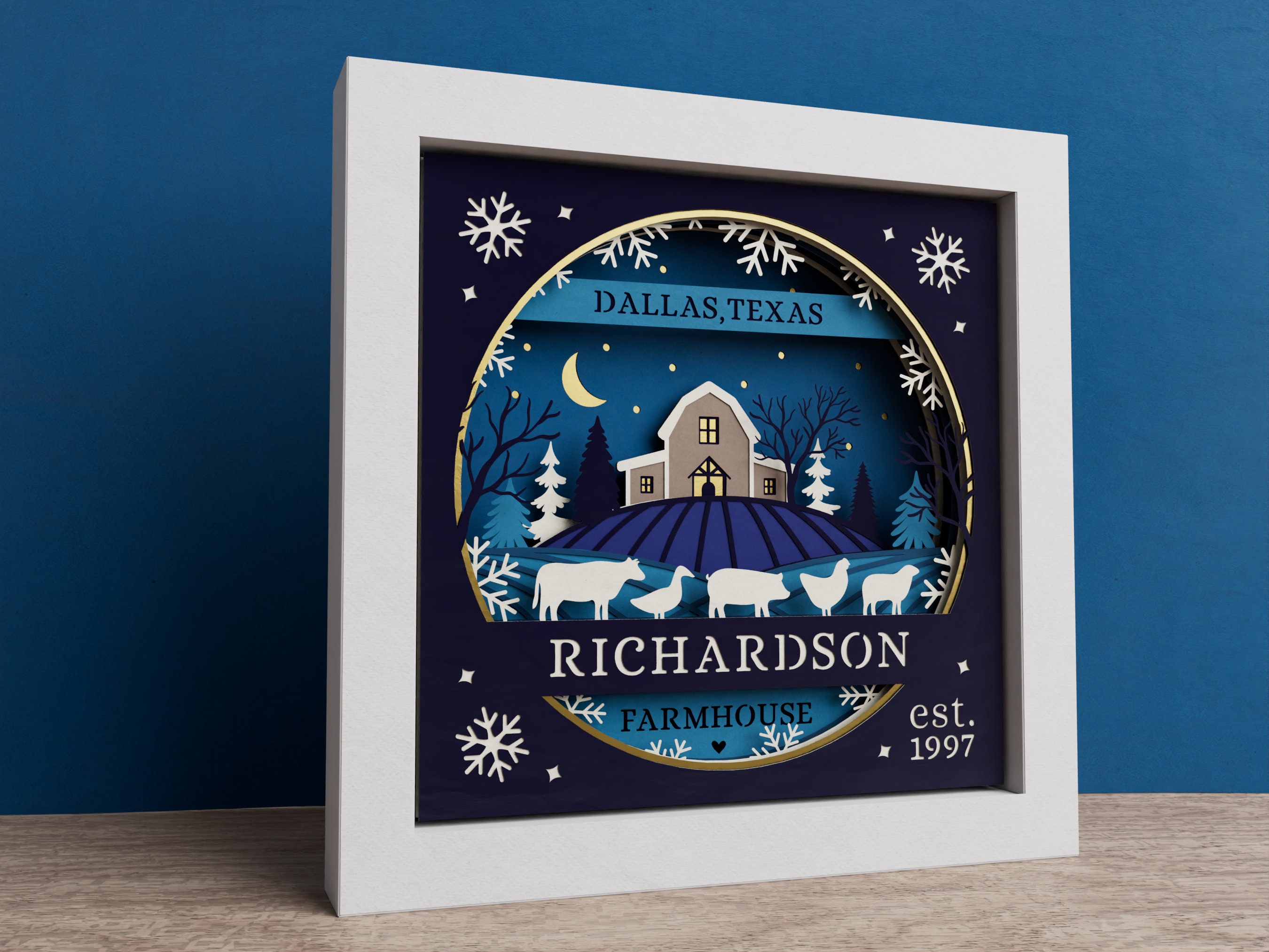 3D Farm Sign Shadow Box With Custom Names, Farm Animals, Farmhouse SVG ...