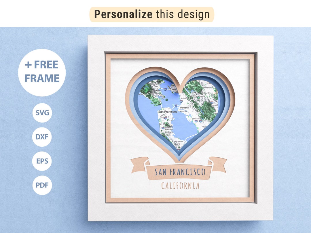 3D Custom Map Shadow Box, City Map 3D SVG, Personalized Map, Layered ...