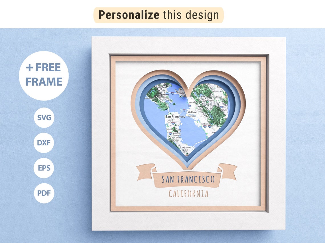 3D Custom Map Shadow Box, City Map 3D SVG, Personalized Map, Layered ...