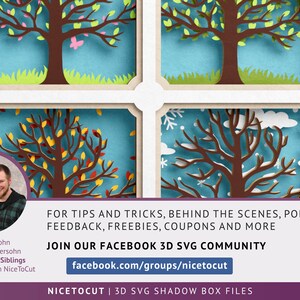 3D 4 Seasons Tree Shadow Box, Spring Shadow Box, Fall, Summer, Winter ...