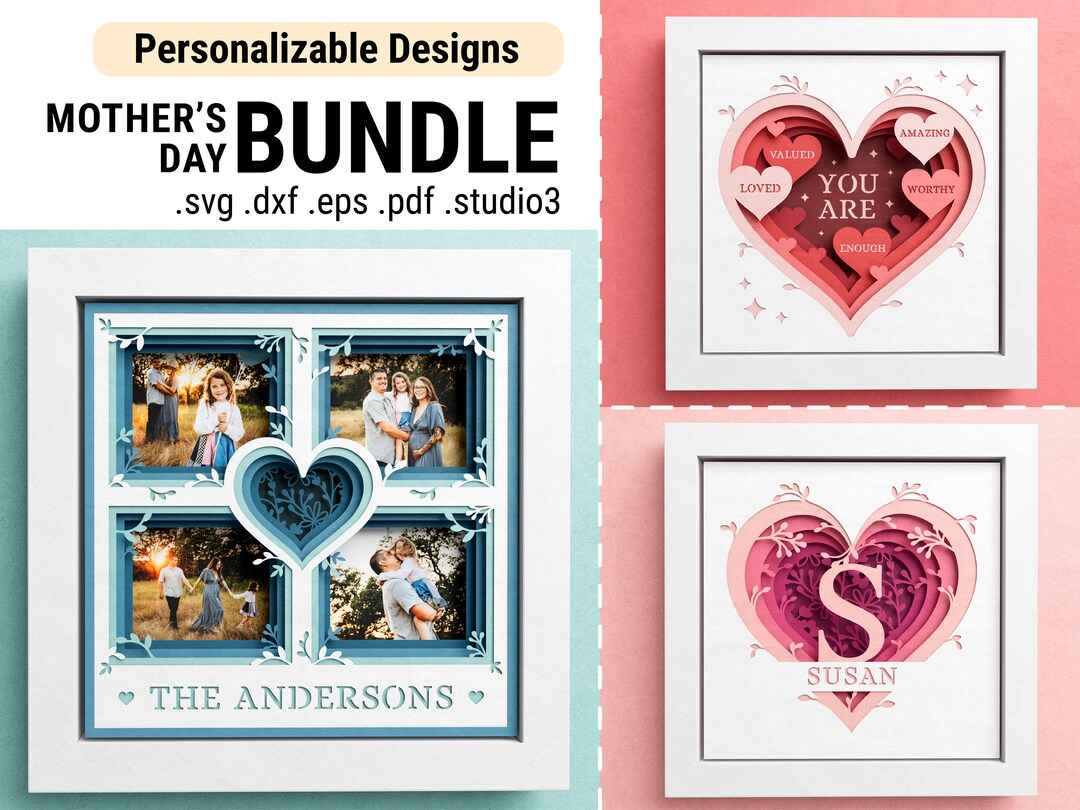 3D Mother's Day Shadow Box Bundle, 3D Heart of Love Shadow Box, 3D ...