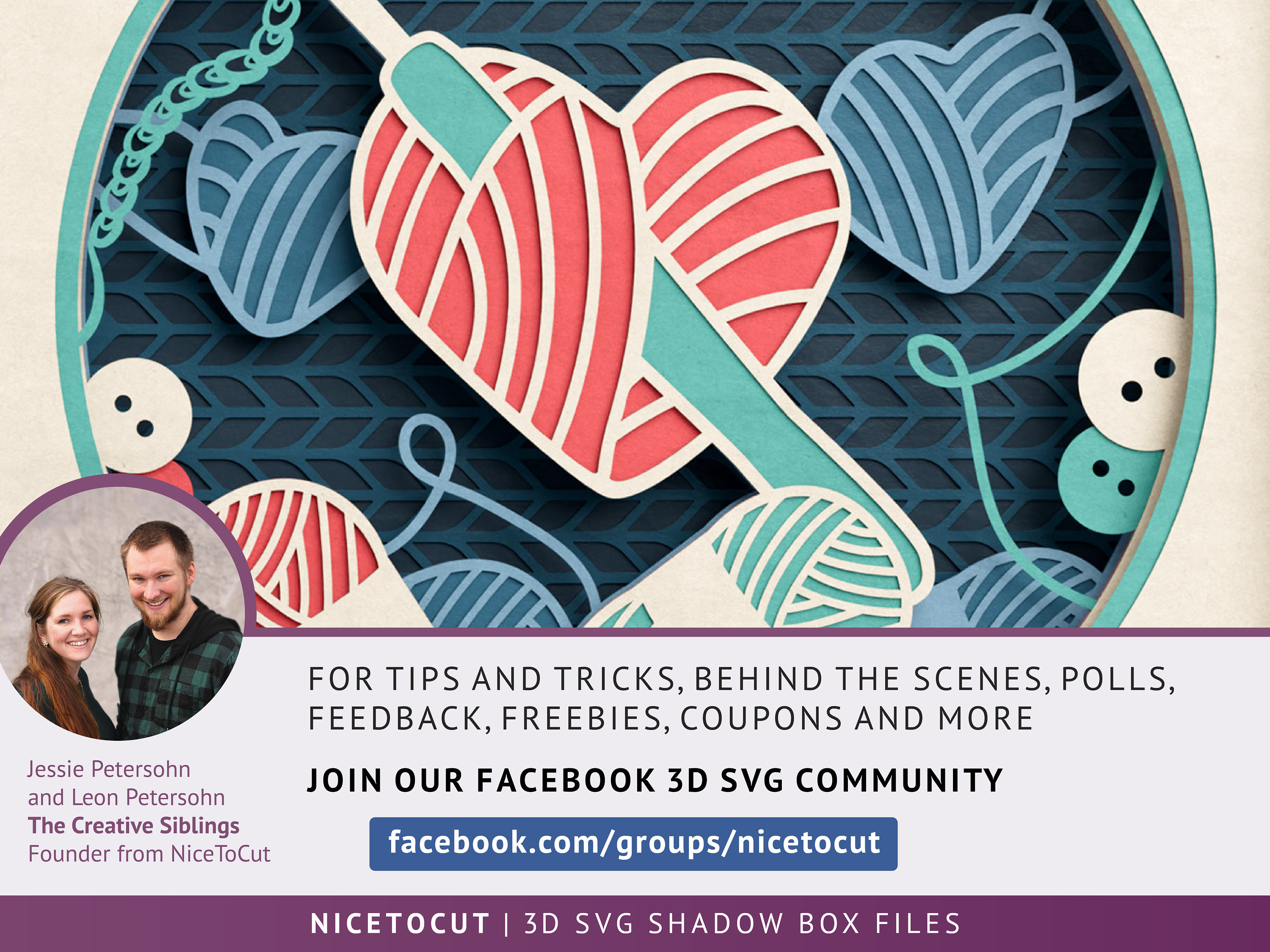 3D Crochet Shadow Box, I'm Hooked on Crochet SVG, Yarn Heart, Heart ...