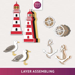 3D SVG Nautical Set, Maritime 3D SVG With an Anchor, Seagull, Compass ...