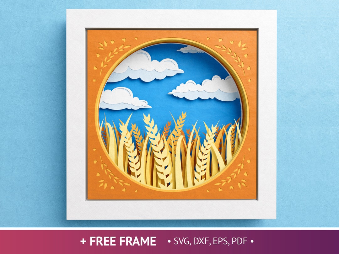 3D Fall Shadow Box, Wheat Meadow SVG, Nature Shadow Box, Autumn, Fall ...