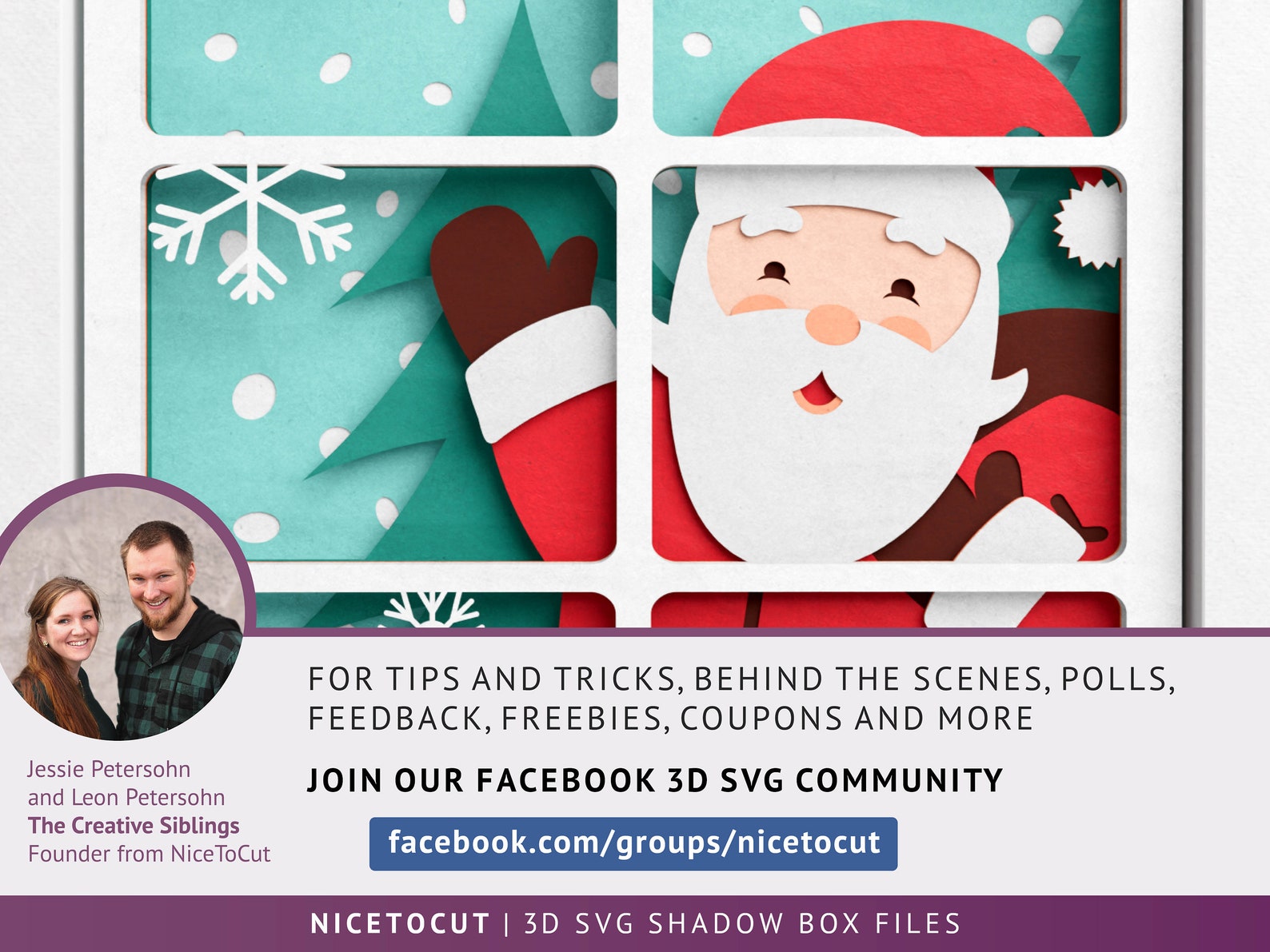 3D Santa Shadow Box, 8 X 10 Christmas Shadow Box SVG, Christmas Layered ...