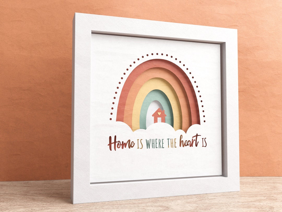 3D Home Shadow Box, Boho Rainbow Svg, Home Sweet Home Svg, Layered ...