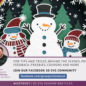 3D Snowman Shadow Box, Christmas Shadow Box SVG, Christmas Layered ...