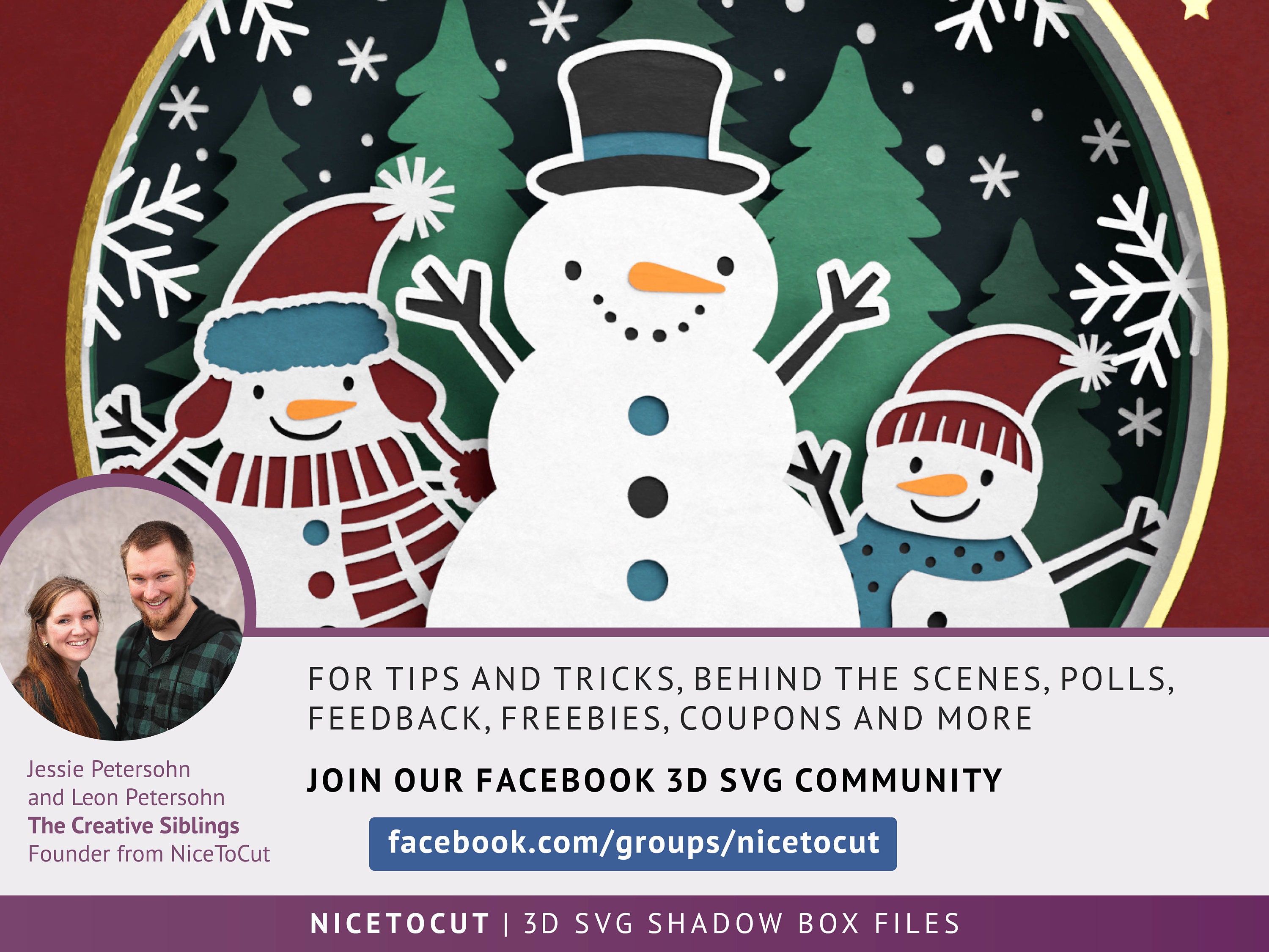 3D Snowman Shadow Box, Christmas Shadow Box SVG, Christmas Layered ...