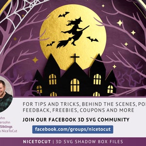 3D Hocus Pocus Shadow Box, Witch Shadow Box, Bats, Layered Paper Art ...