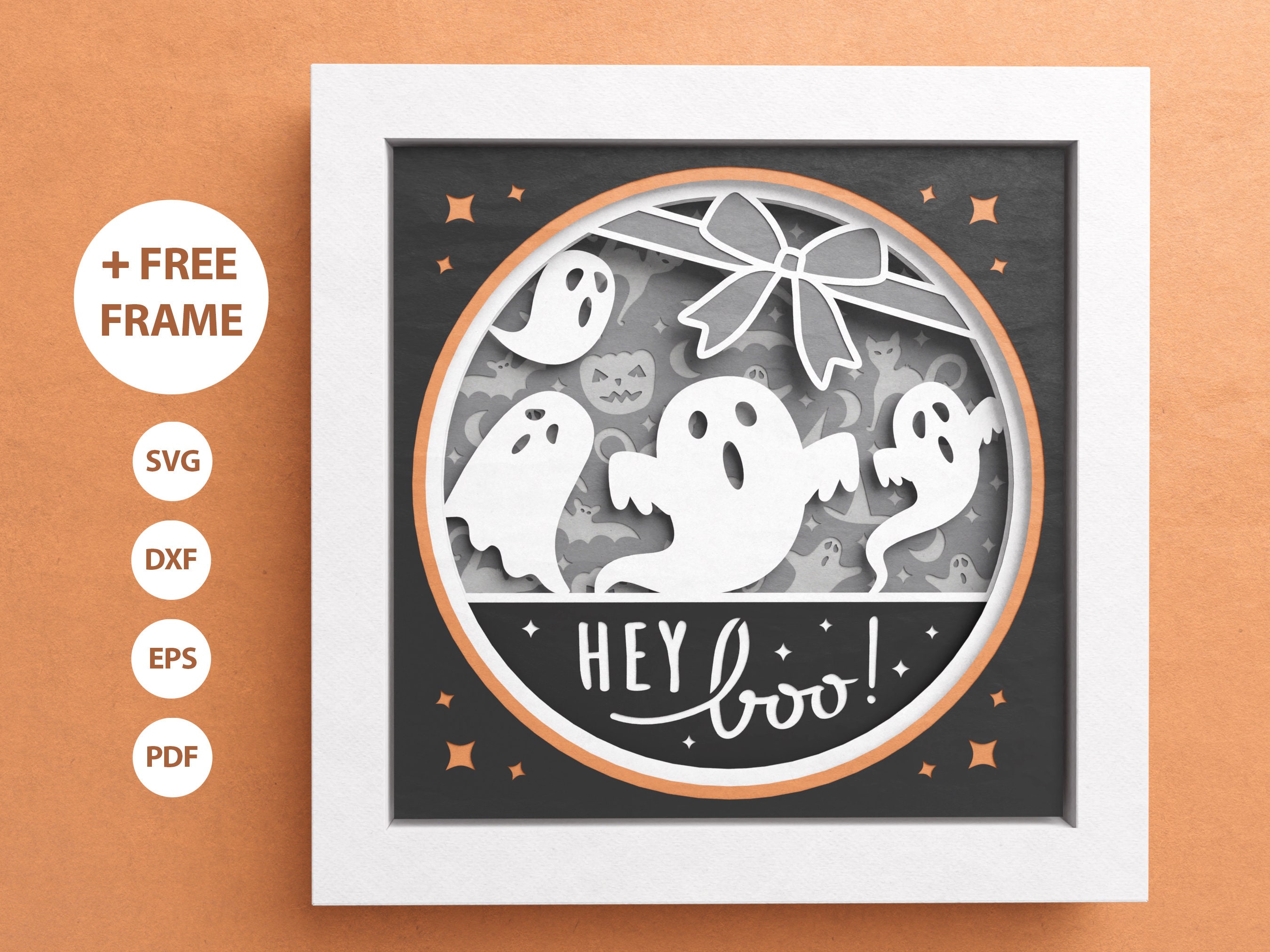 3D Halloween Hey Boo Shadow Box Hey Boo SVG Layered Paper - Etsy