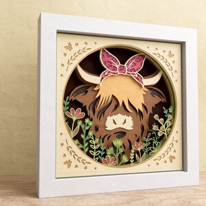 3D Highland Cow Shadow Box Farm Shadow Box SVG Layered - Etsy