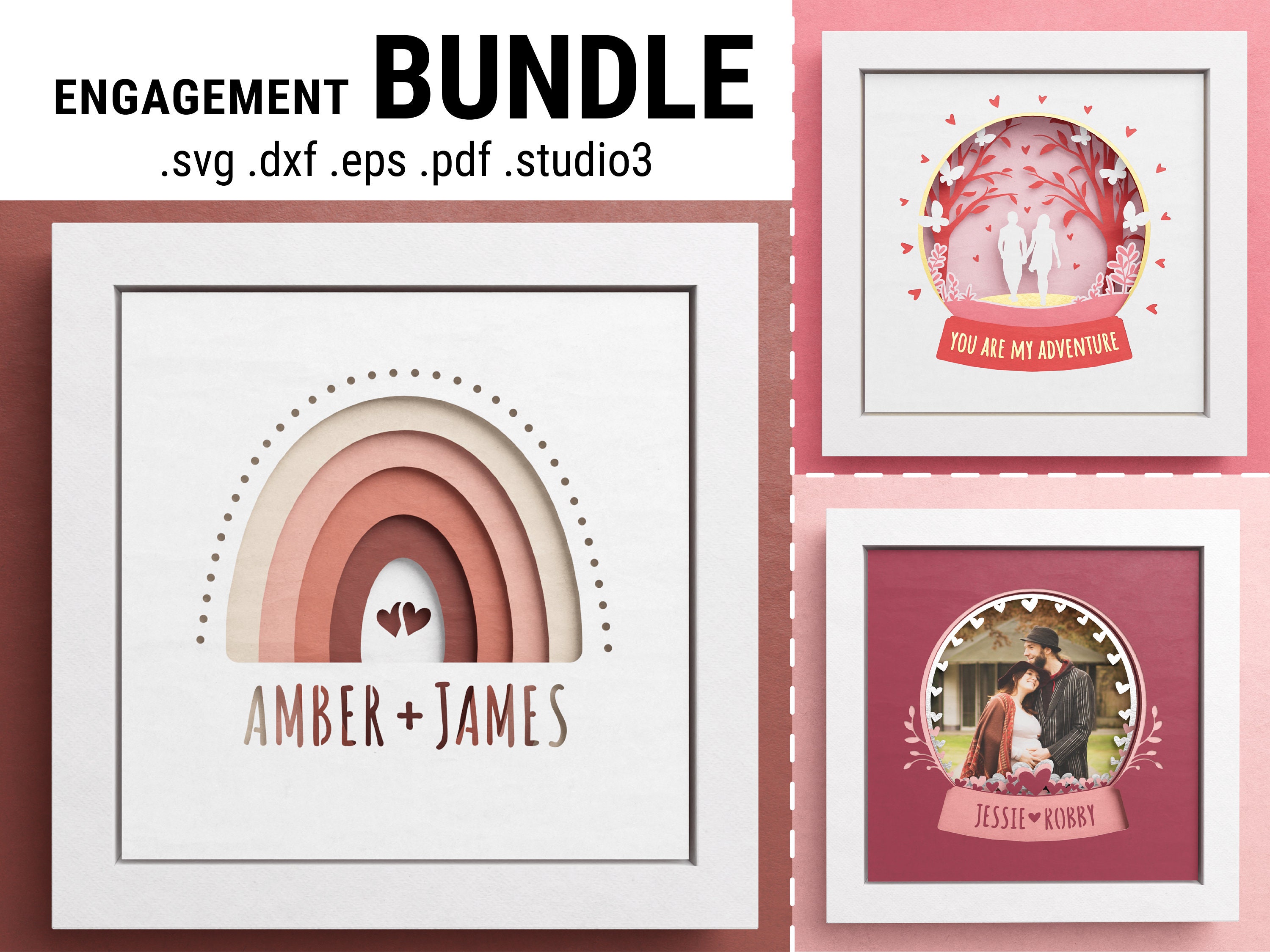 3D Engagement Shadow Box Wedding Shadow Box Layered Paper - Etsy