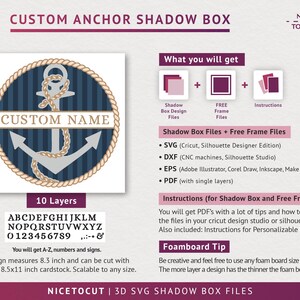 3D Custom Anchor Shadow Box, Nautical Shadow Box SVG, Ocean Shadow Box ...
