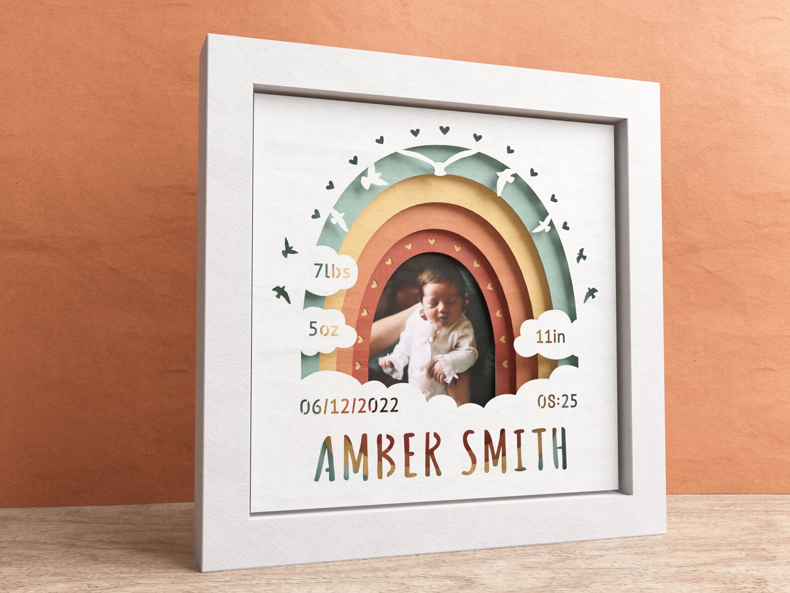 3D Customizable Baby Stats Shadow Box, Baby Birth Shadow Box, Custom ...