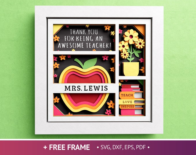 Teacher Shadow Box, Teacher Gifts, Teacher Appreciation Gifts, Pencil ...