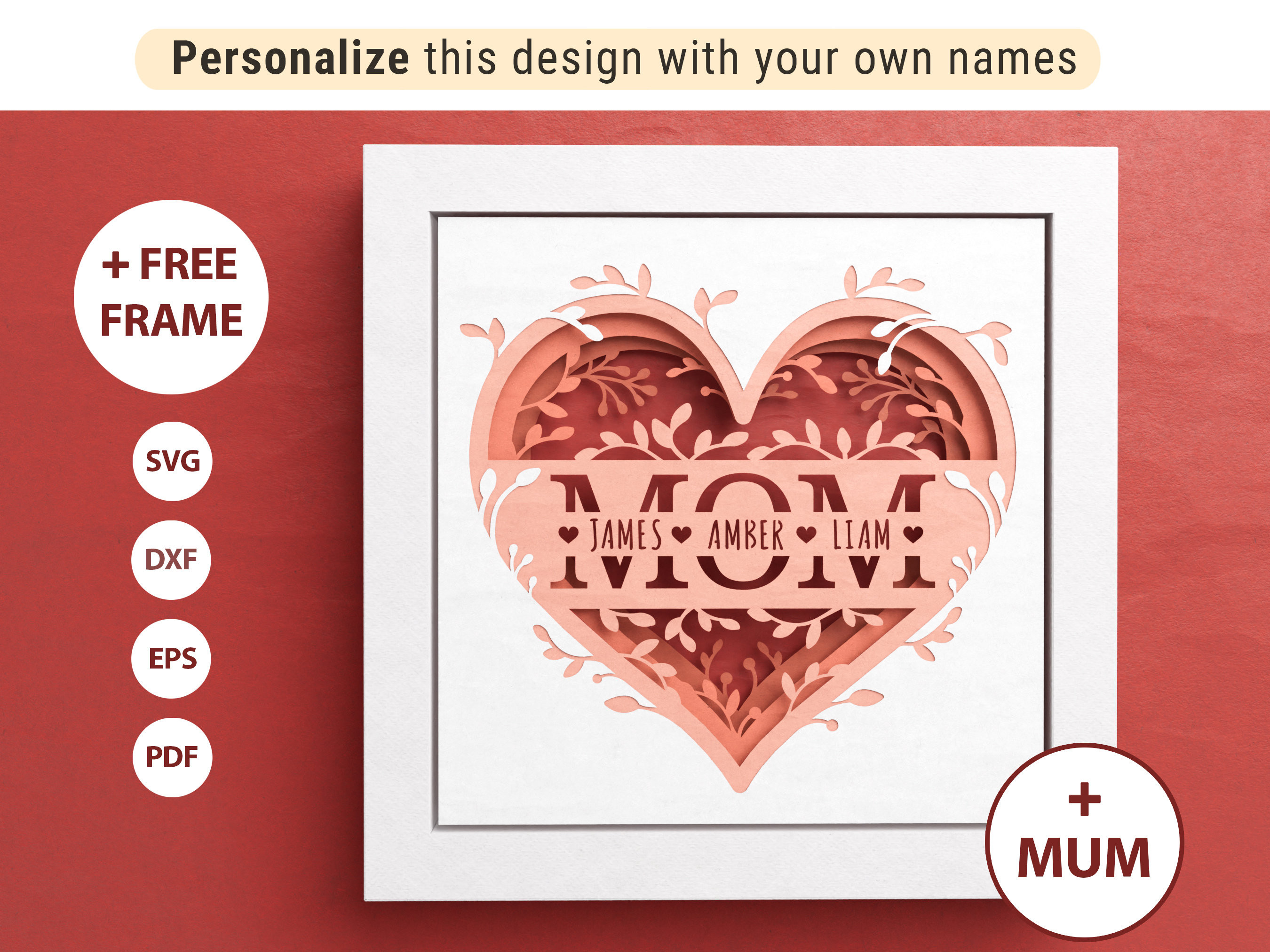 3D Mothers Day Shadow Box With Custom Names Mom Shadow Box - Etsy