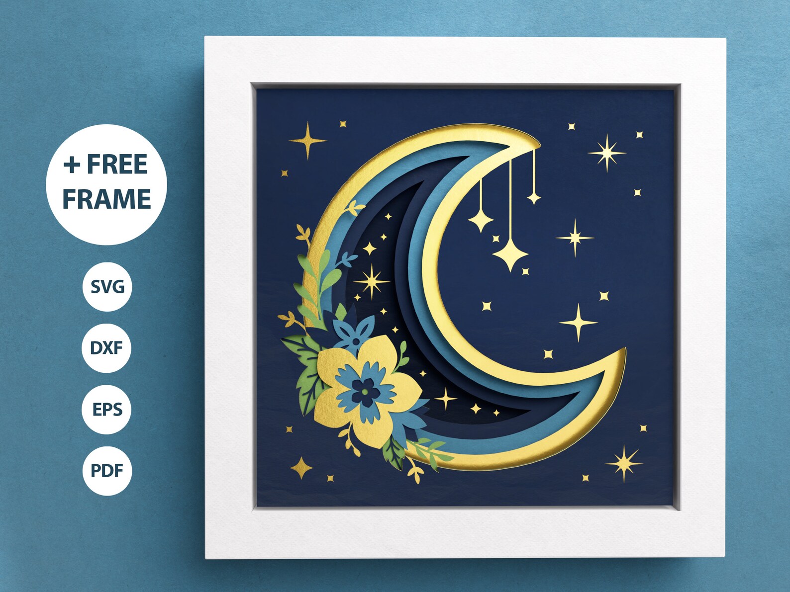 3D Moon Welcome Shadow Box Floral Svg 3D Mandala Flower - Etsy