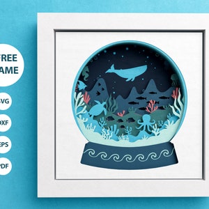 3D Ocean Shadow Box, Sea Life Shadow Box, Underwater Animals, Whale 3D ...