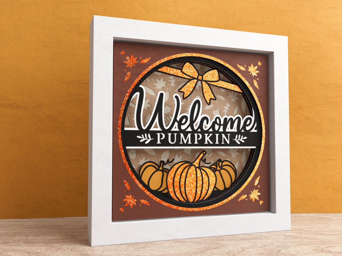 3D Welcome Pumpkin Shadow Box, Thanksgiving SVG, Pumpkin Shadow Box ...
